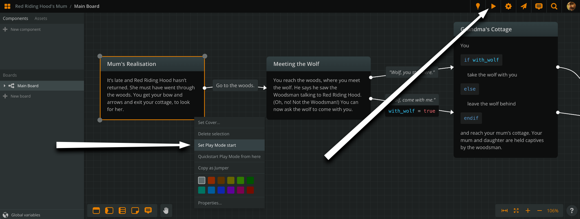 Write your interactive story in Arcweave